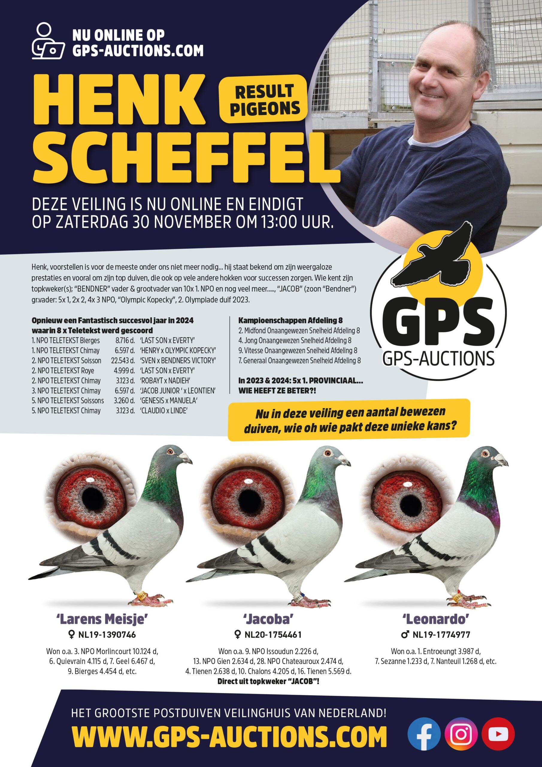 Henk Scheffel - Result Pigeons ! - GPS-Auctions