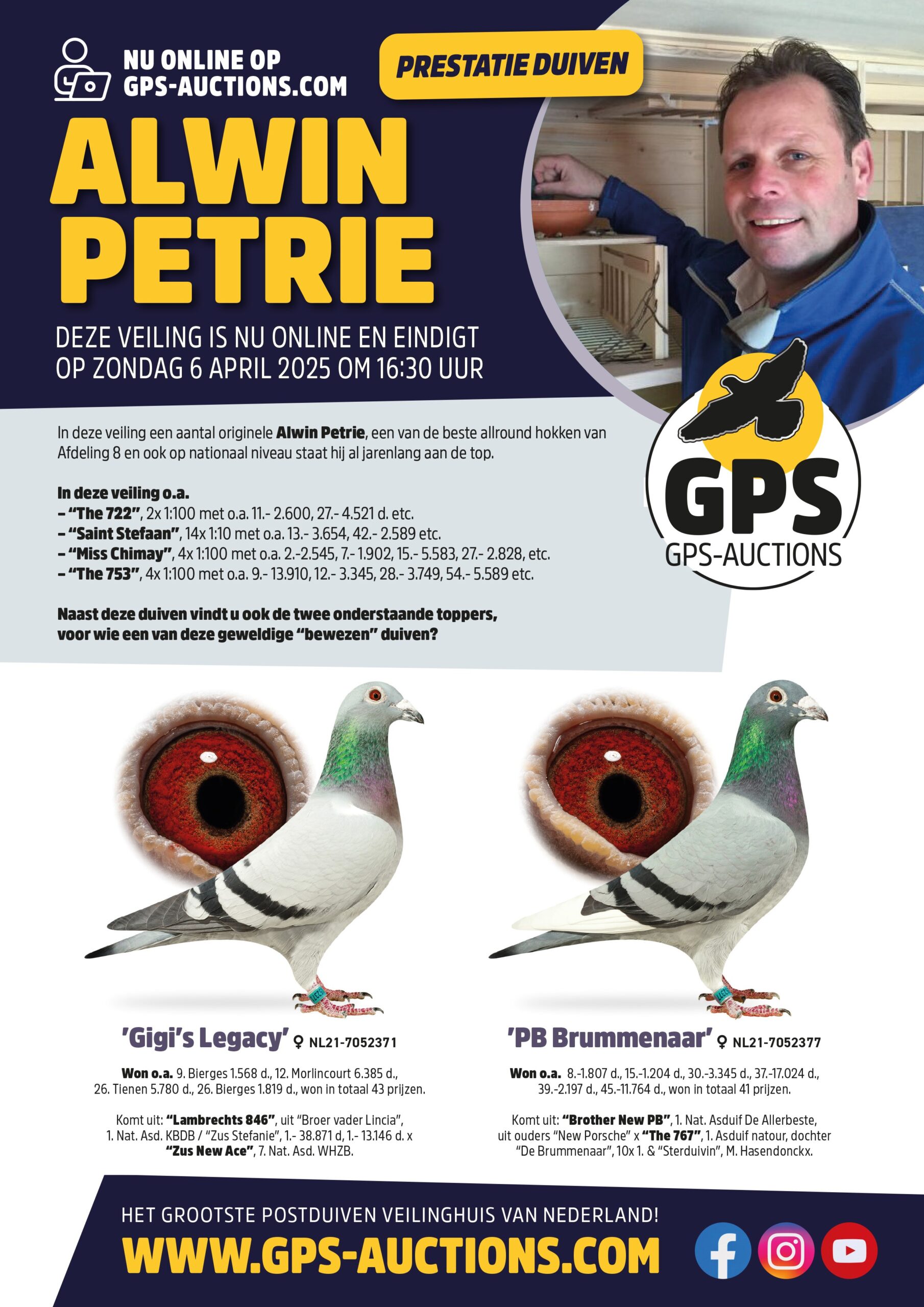 Result Pigeons - Alwin Petrie - GPS-Auctions