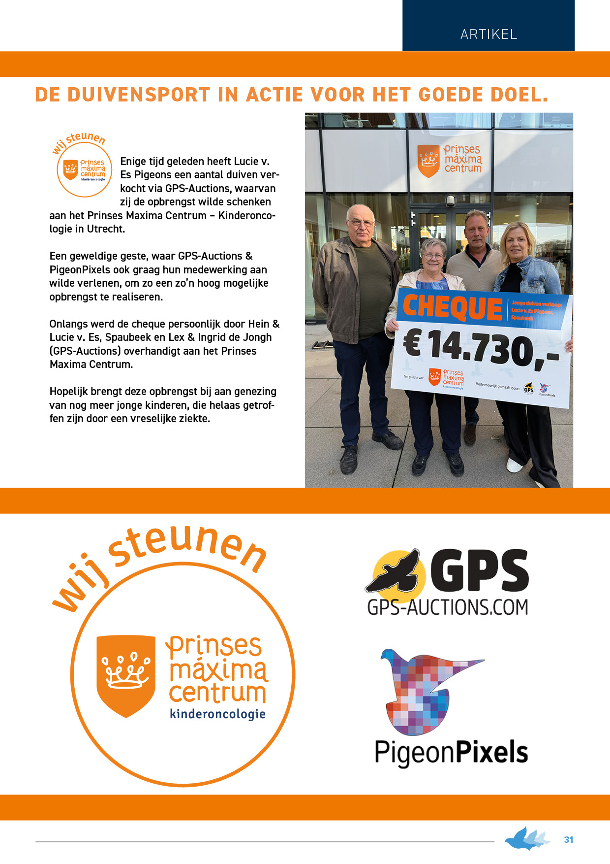 De Duivensport In Actie Voor Het Goede Doel. - GPS-Auctions